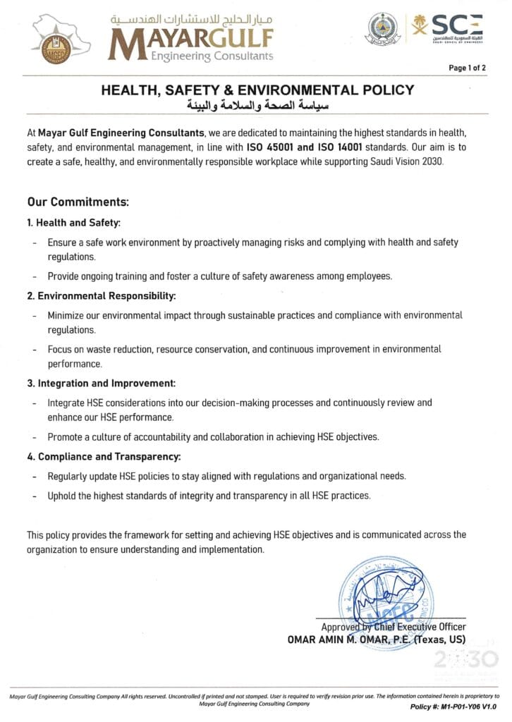 Health, Safety and Environmental Policy - Mayar Gulf Engineering ...